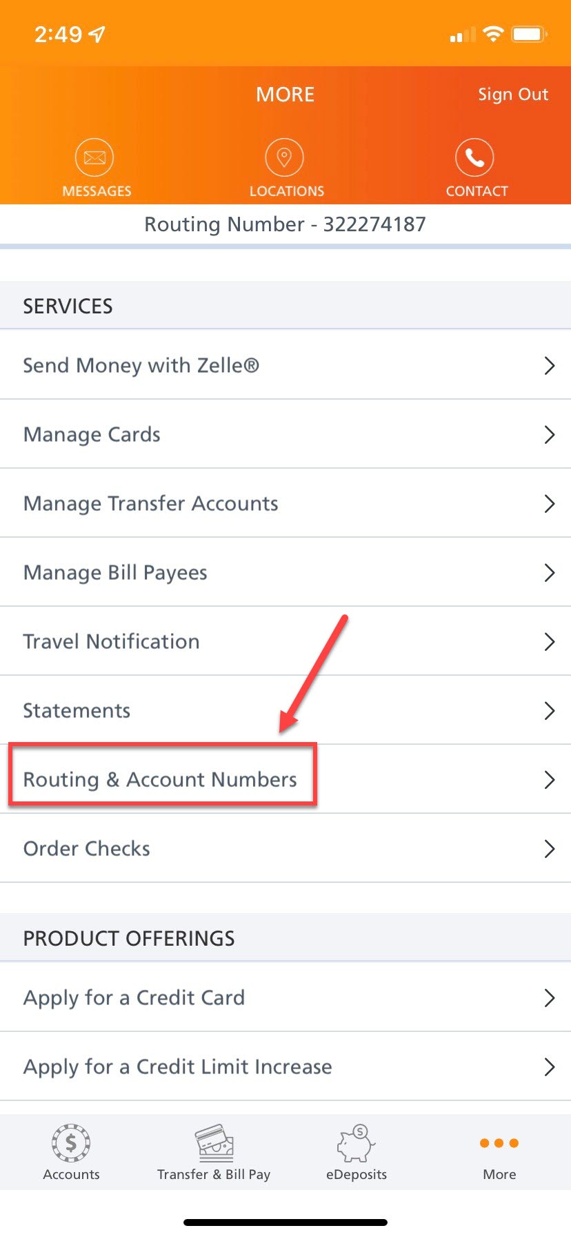 Mobile App: How to Find Your Routing and Account Numbers
