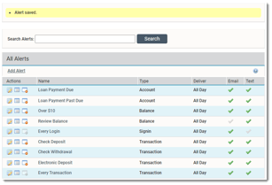 Customizable Text & Email Alerts in Online Banking